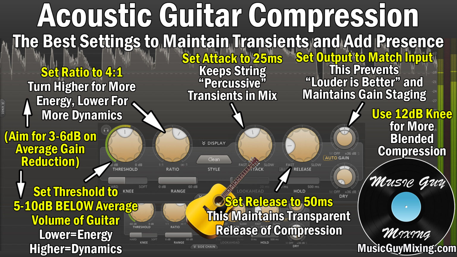 The Best Acoustic Guitar Settings - Onboard + in the Mix - Music Guy Mixing
