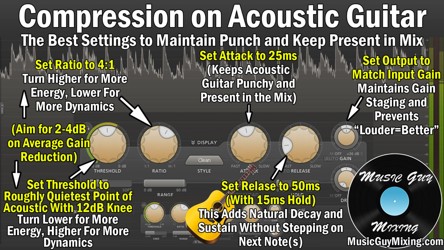 Compressing Acoustic Guitar - The Best Settings - Music Guy Mixing